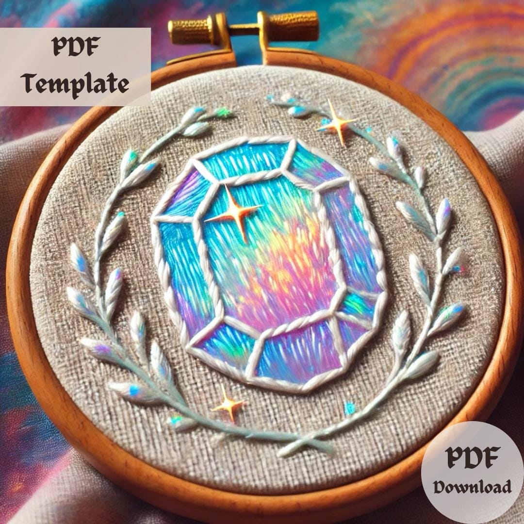Crystal Gemstone Embroidery Pattern, Holographic Crystal Hand ...