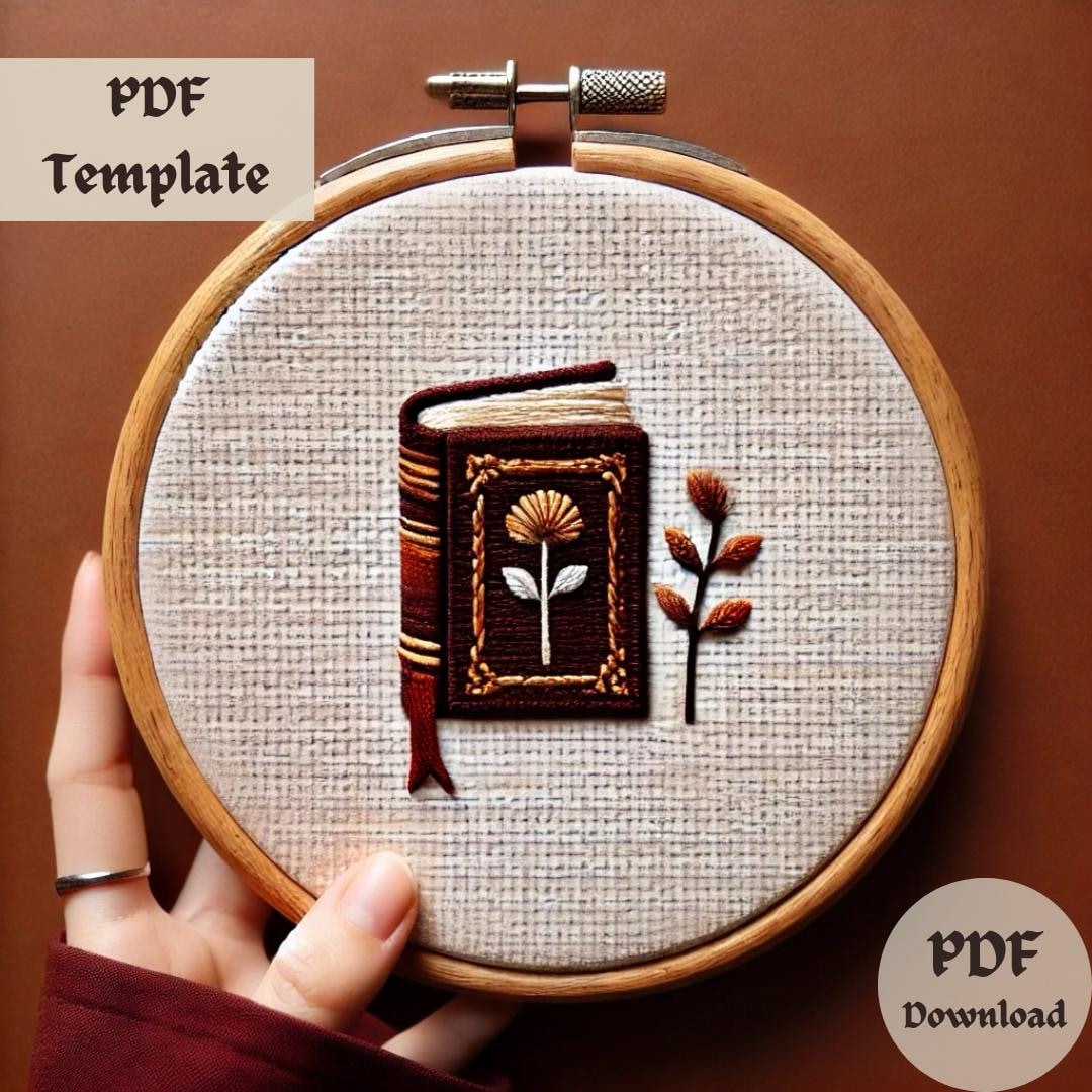 Small Flower Books Embroidery Pattern, Floral Book Hand Embroidery PDF ...