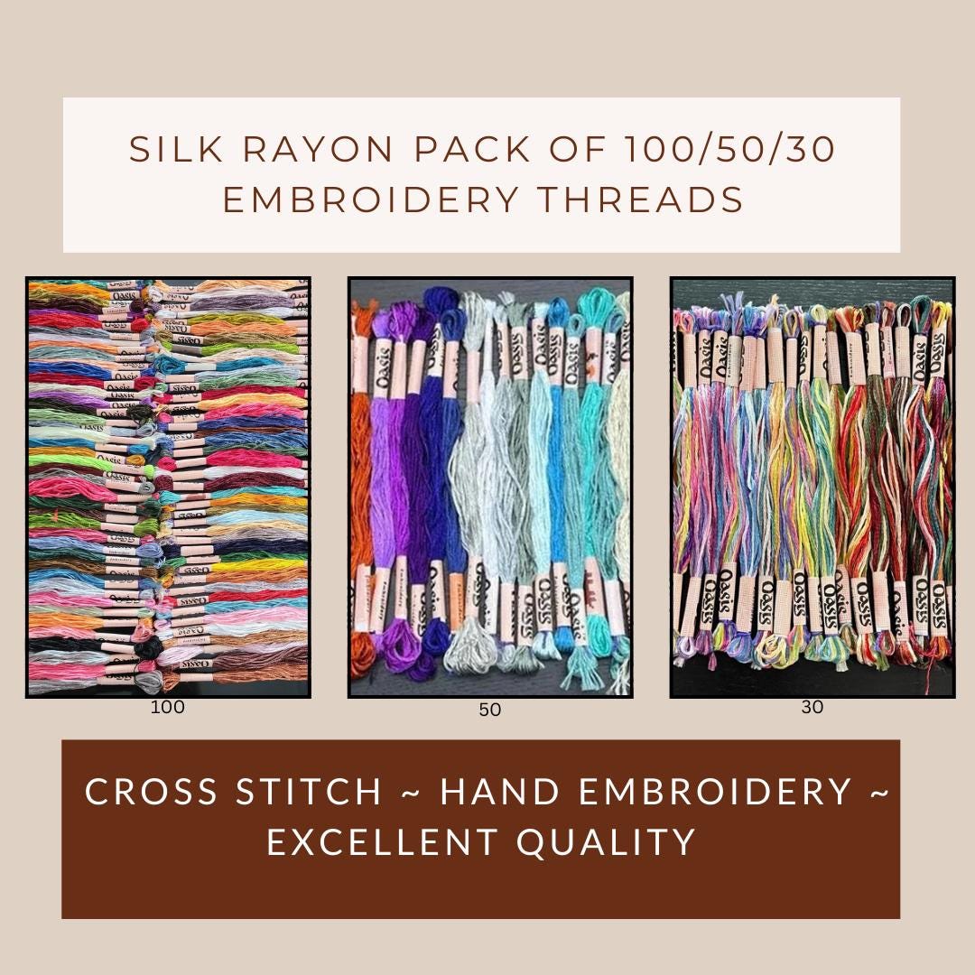 Silk Rayon: Pack of 100/50/30 Threads ~ Hand Embroidery Floss ~ Cross ...