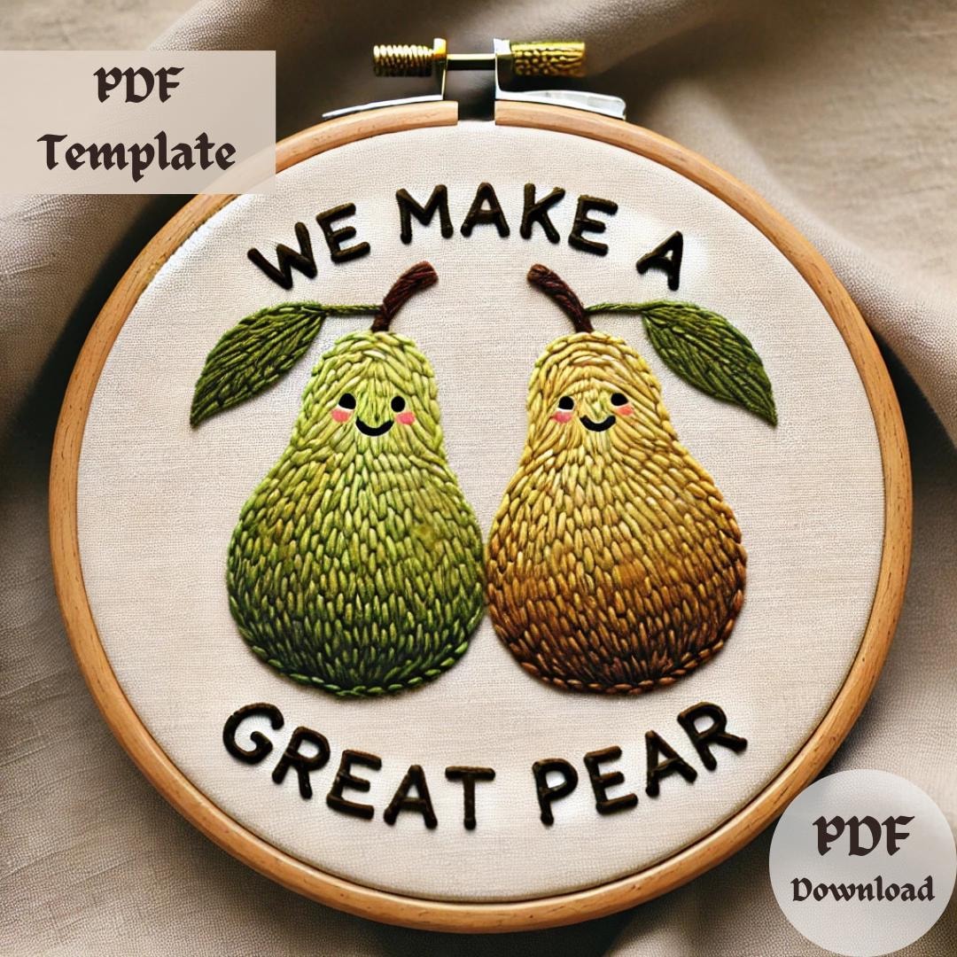 We Make A Great Pear Embroidery Pattern, Cute Fruit Hand Embroidery ...