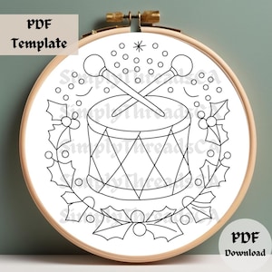 Drummers Embroidery Pattern, Hand Embroidery PDF, Whimsical Drumming ...