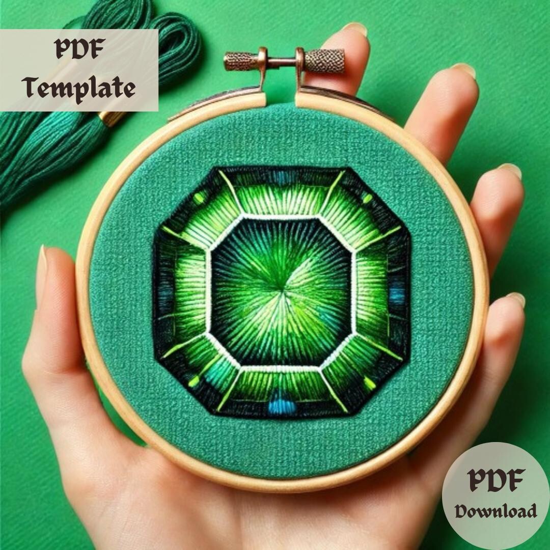 Emerald Embroidery Pattern, Hand Embroidery PDF, DIY Gemstone Stitching ...