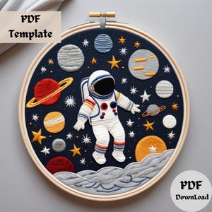 Astronaut in Space Embroidery Pattern, PDF DIY Cosmic Design, Space ...