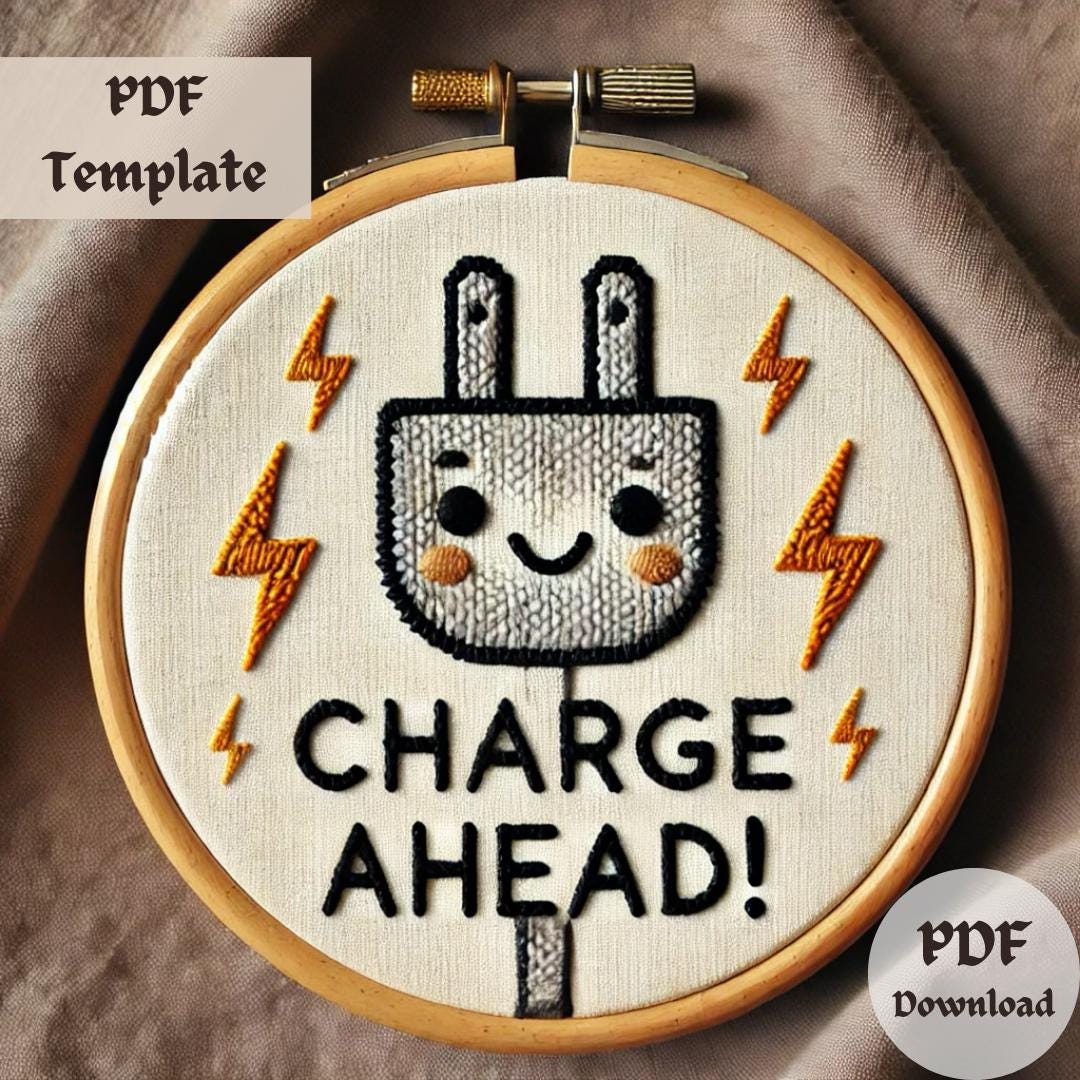 Charge Ahead Embroidery Pattern, Hand Embroidery PDF, DIY Motivational ...