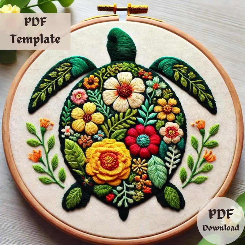 Turtle Embroidery - Etsy