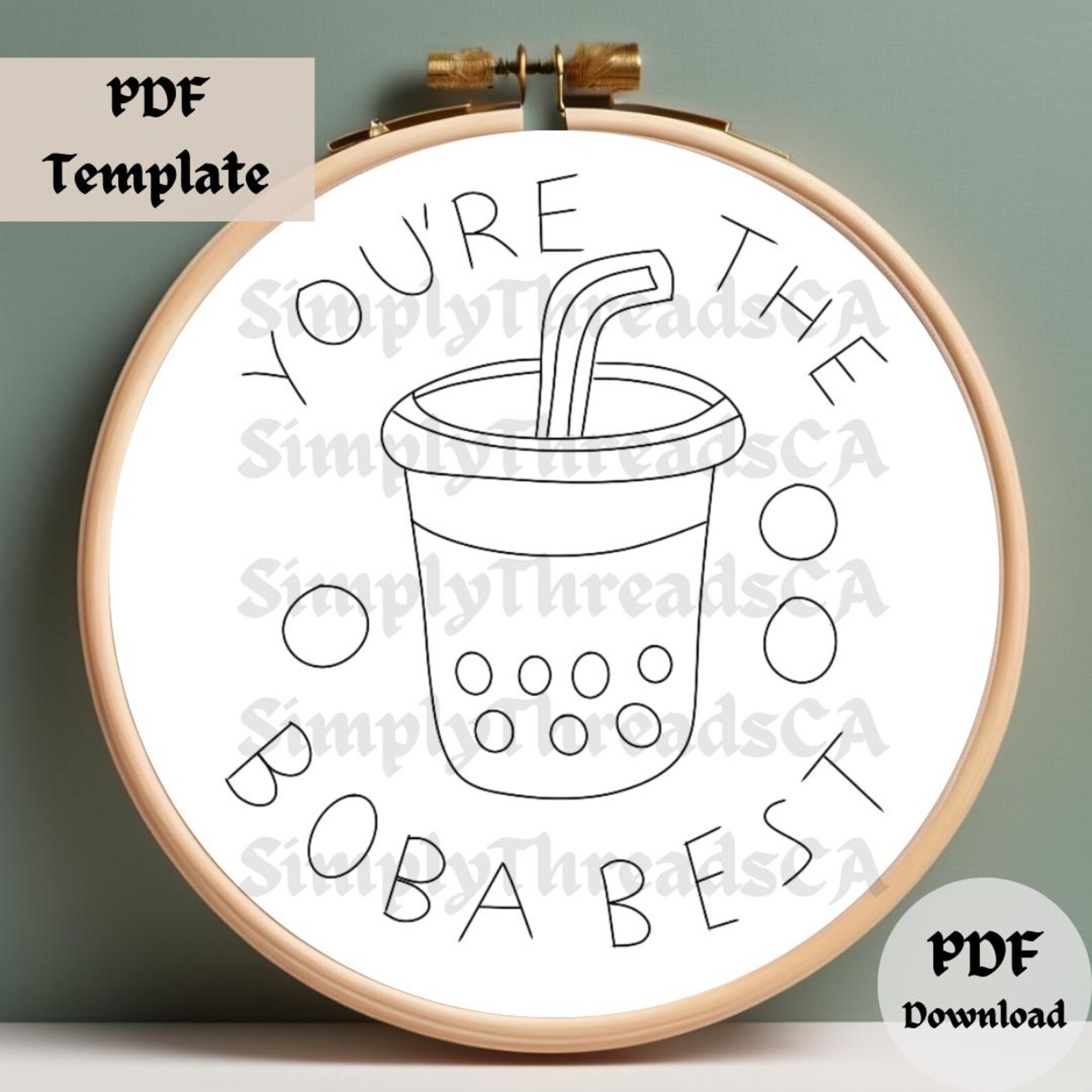 Boba Best Embroidery Pattern, Bubble Tea Hand Embroidery PDF, Cute Boba ...