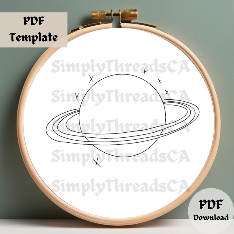 Planet in Space Embroidery Pattern, Celestial Hand Embroidery, Space ...