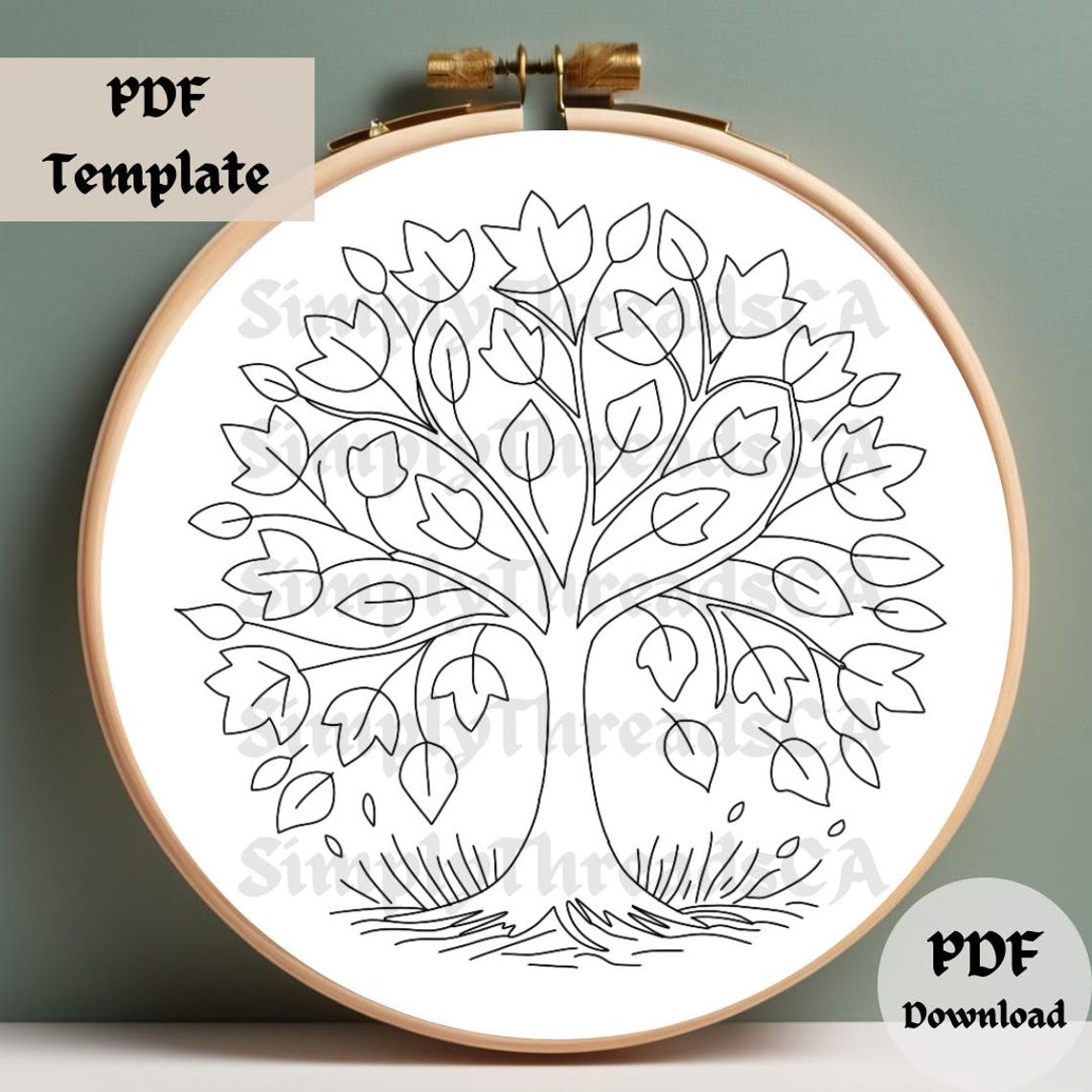 Fall Tree Embroidery Pattern, Colorful Leaves Hand Embroidery, Autumn ...