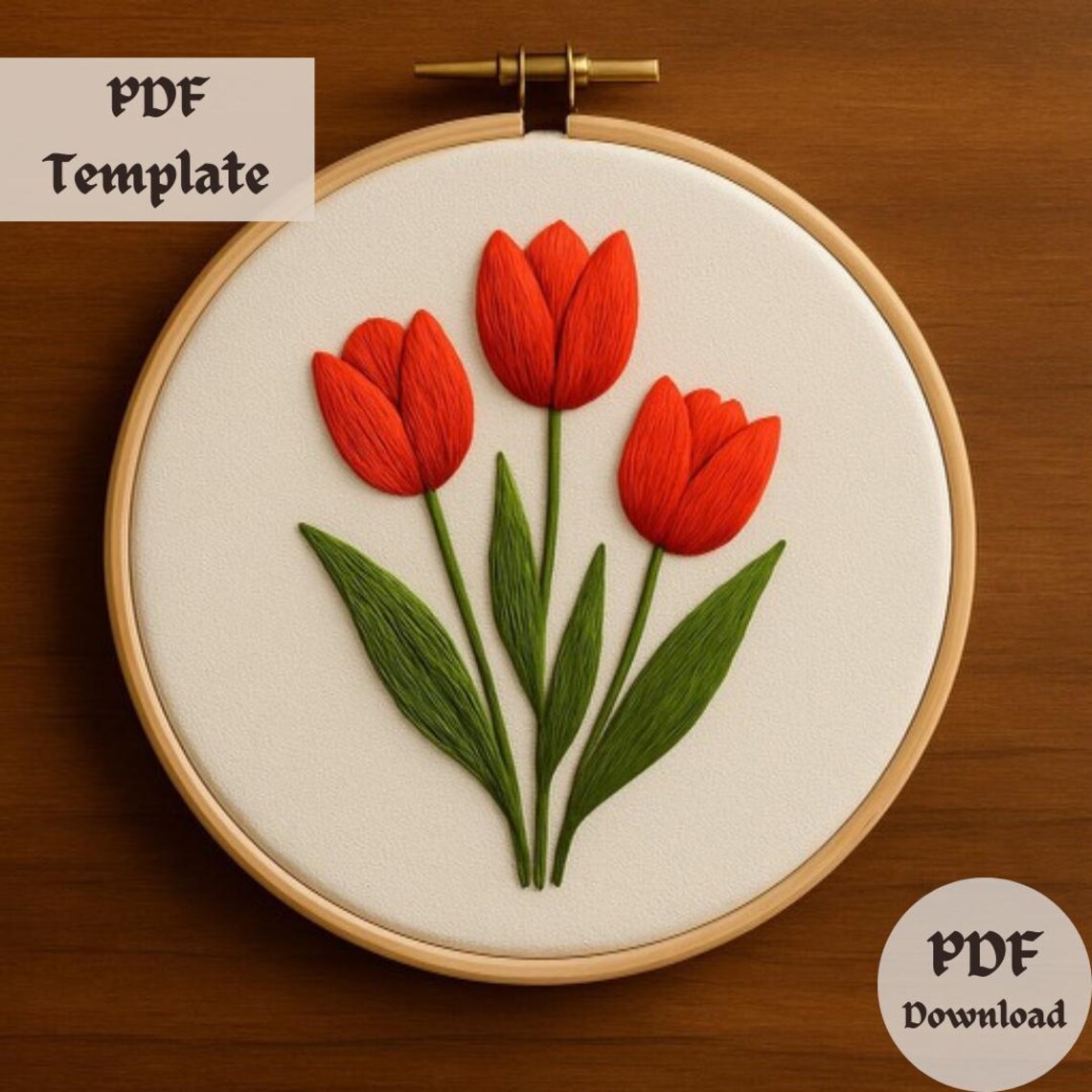Tulip Trio Hand Embroidery Pattern, Spring Flower Hand Embroidery PDF ...