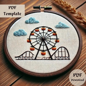 Ferris Wheel Embroidery Pattern, Hand Embroidery PDF, DIY Amusement ...