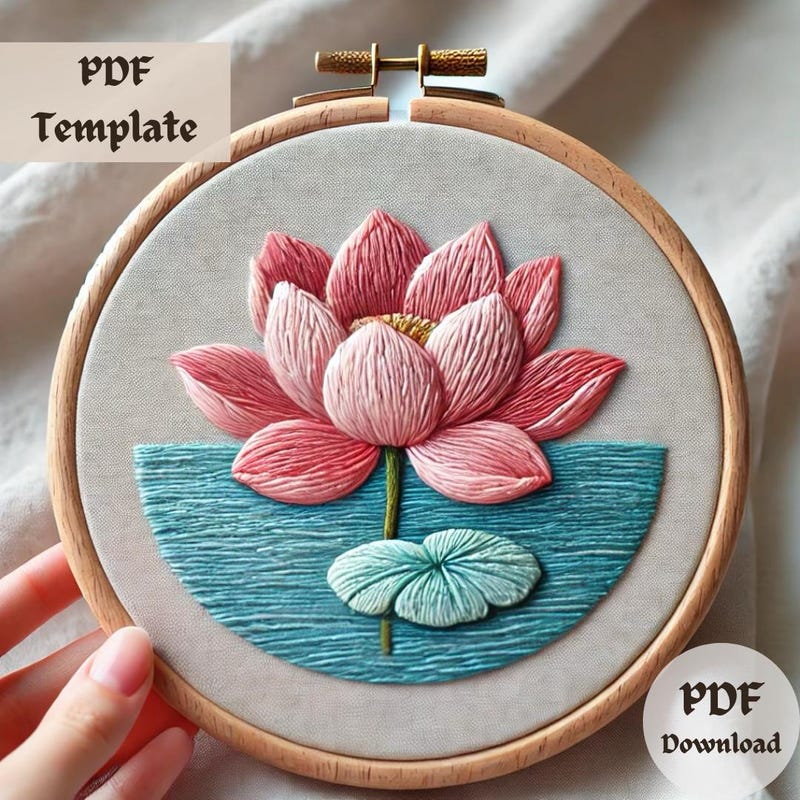Lotus Flower Embroidery - Etsy