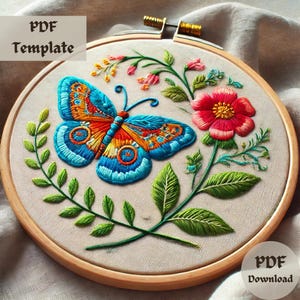 Colorful Butterfly Embroidery Pattern, Vibrant Butterfly Hand ...