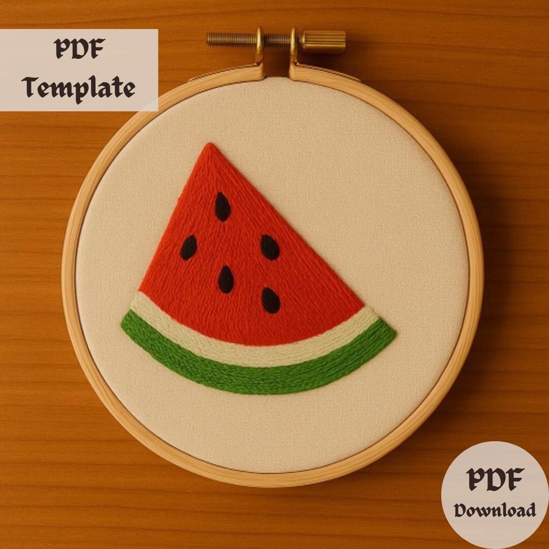 Watermelon Hand Embroidery Pattern, Fruit Slice Hand Embroidery Design ...