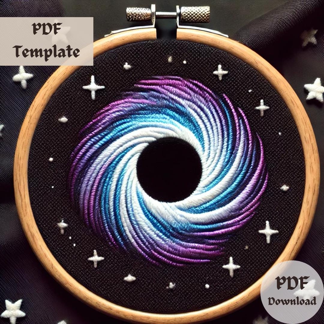 Black Hole Embroidery Pattern, Celestial Hand Embroidery, Cosmic ...