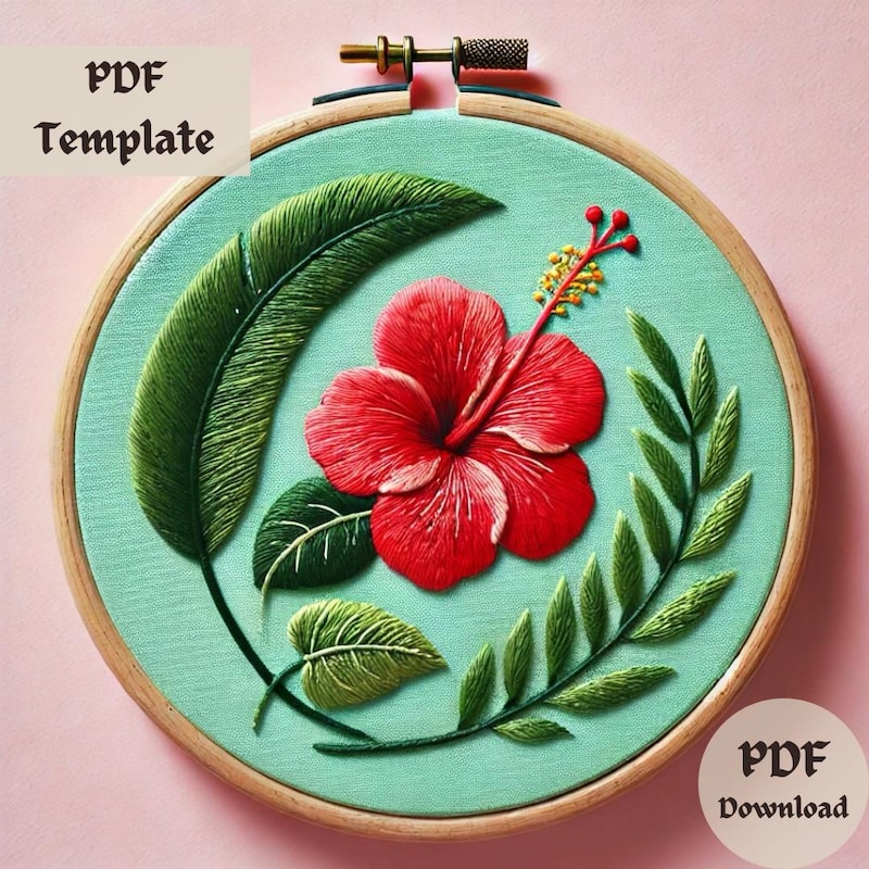 Hibiscus Embroidery - Etsy