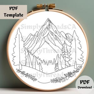 Snowy Mountain Embroidery Pattern, Winter Landscape Hand Embroidery ...