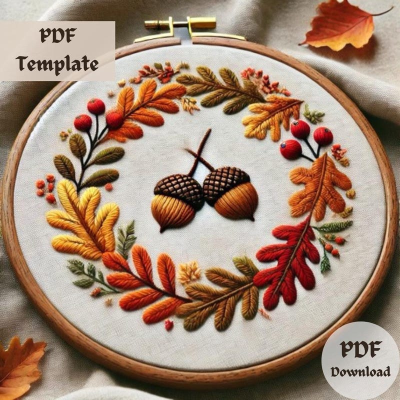 Acorn Embroidery - Etsy