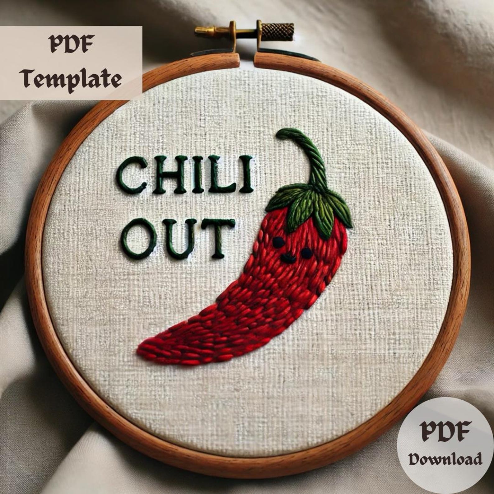 Chili Out Embroidery Pattern, Hand Embroidery PDF, DIY Food Pun ...