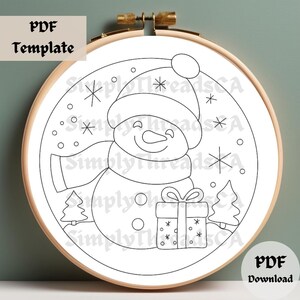 Snowman Embroidery Pattern, Whimsical Winter Hand Embroidery PDF, Cozy ...