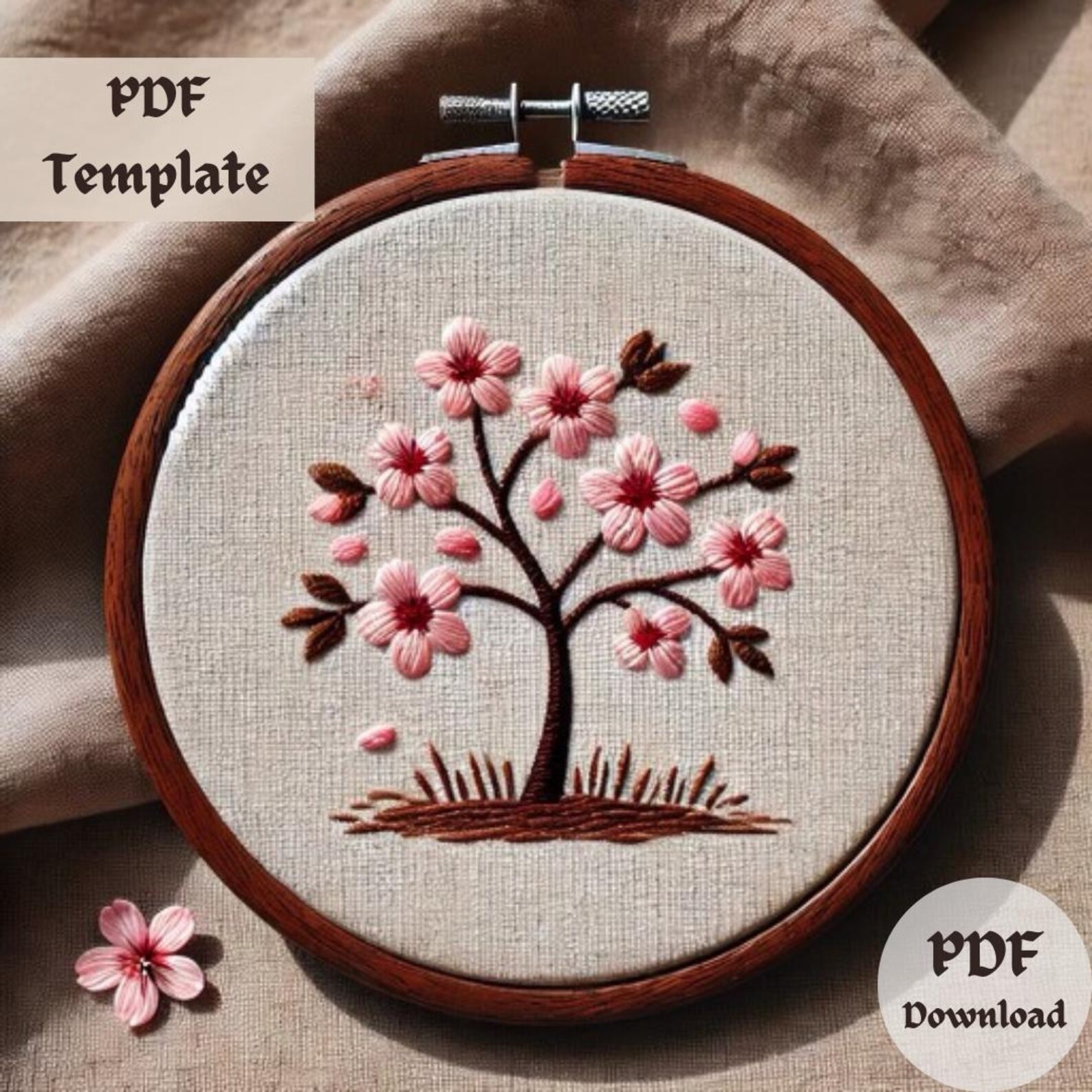 Cherry Blossom Tree Embroidery Pattern, Floral Hand Embroidery, Sakura ...
