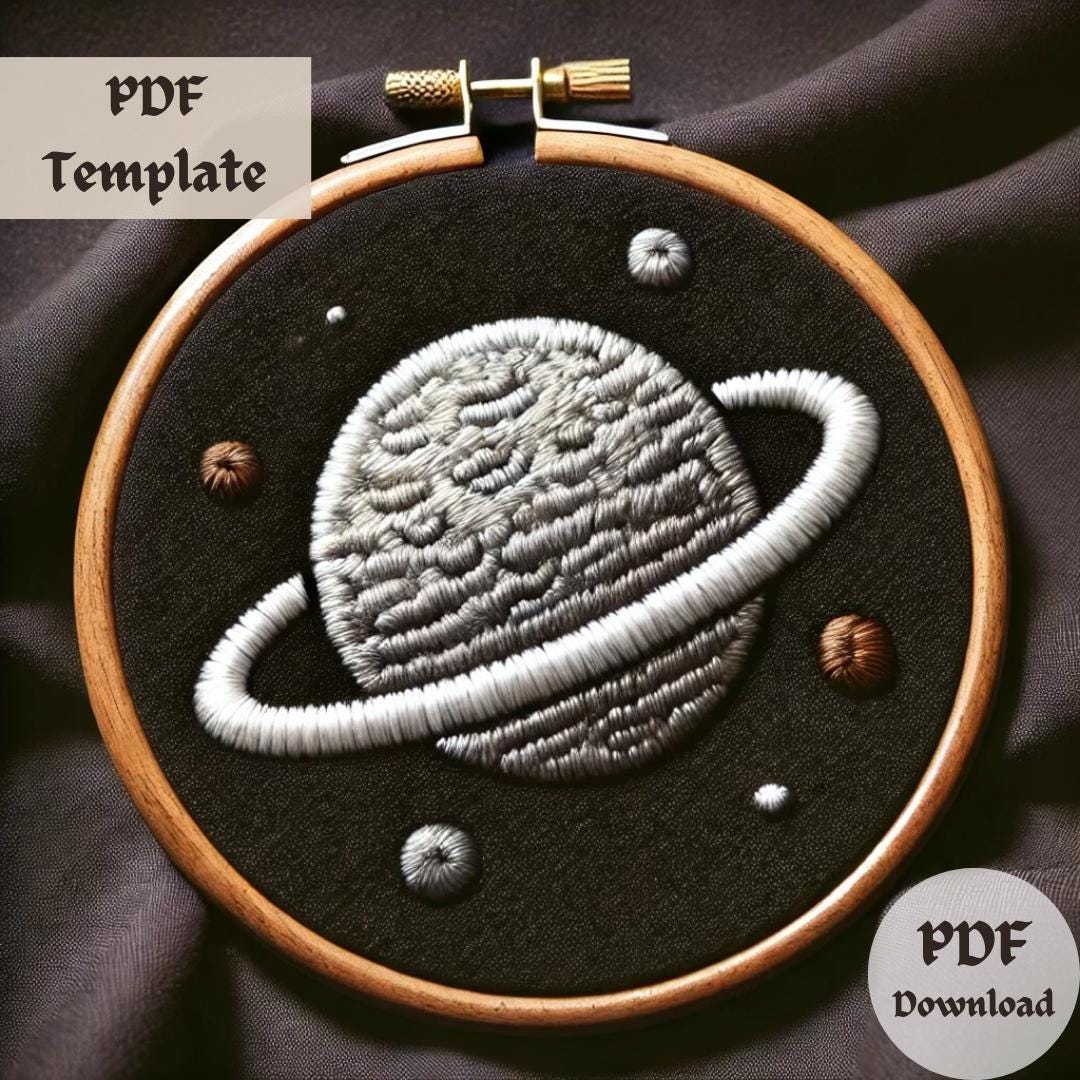 Saturn Planet Embroidery Pattern, Outer Space Hand Embroidery PDF ...