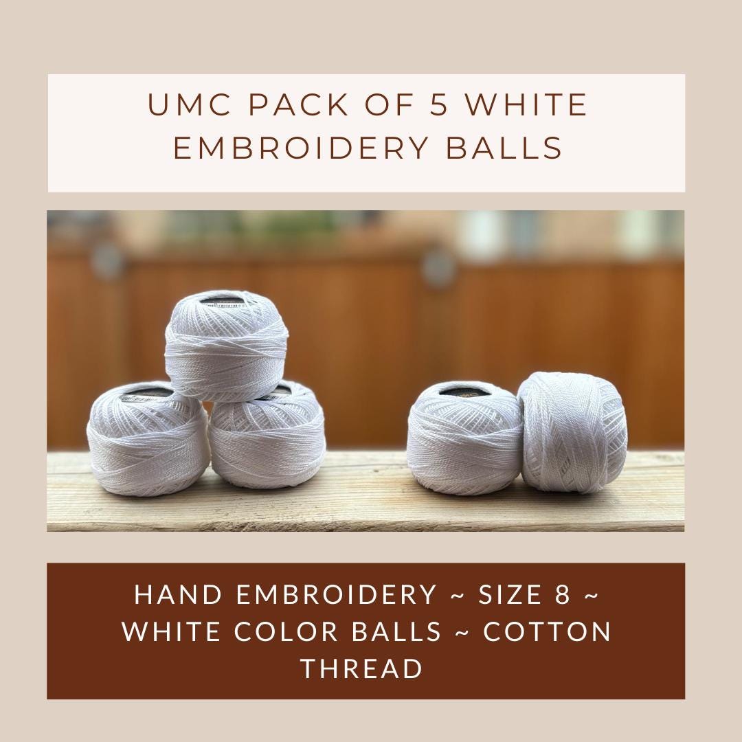 UMC Pearl White Cotton Balls Pack of 5: Size 8 ~crochet Thread Balls ...
