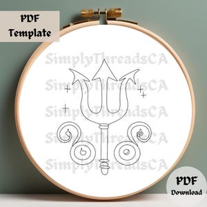 Trident Hand Embroidery Pattern, Gold and Black Hand Embroidery ...