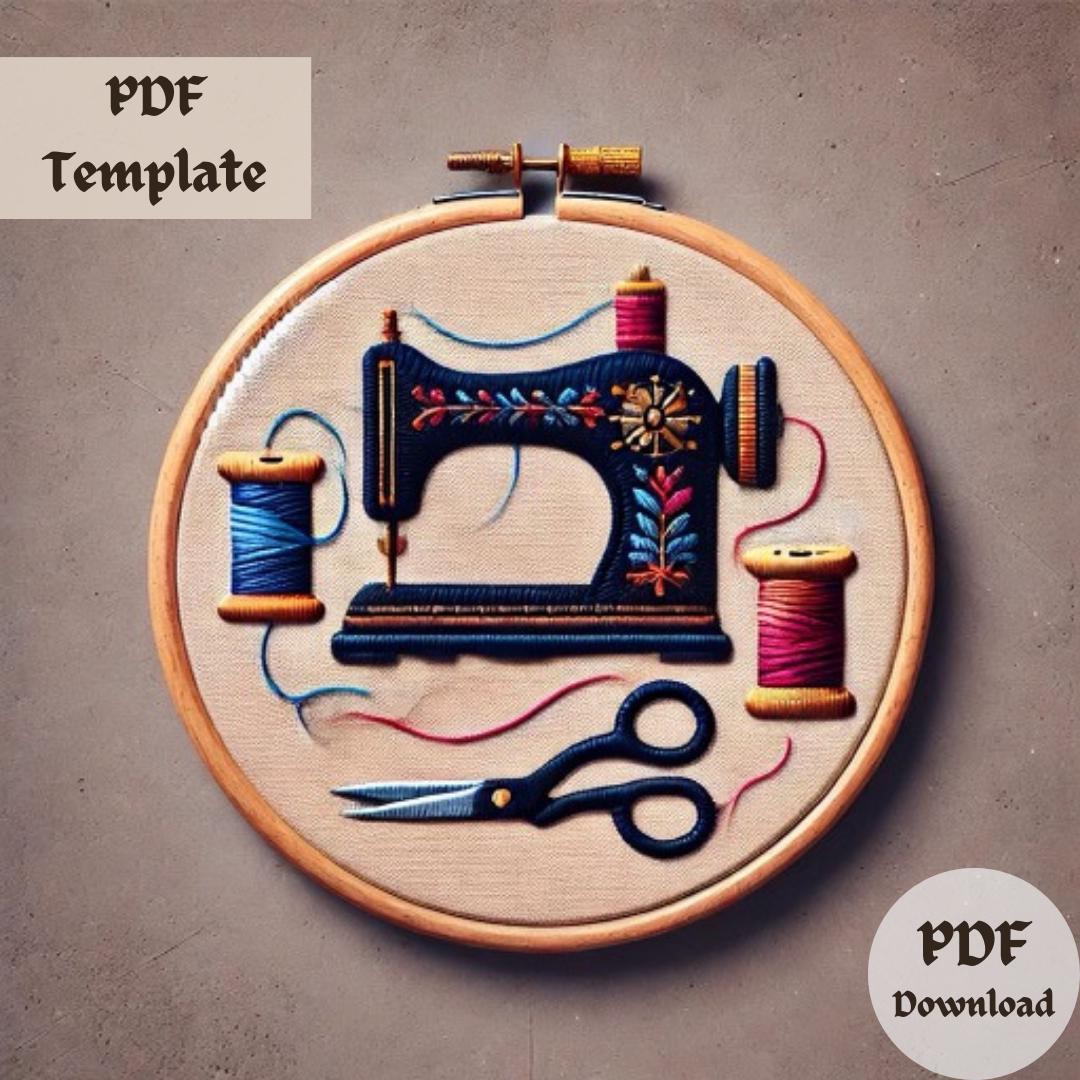 Vintage Sewing Machine Embroidery Pattern – DIY Stitching PDF, Hand ...