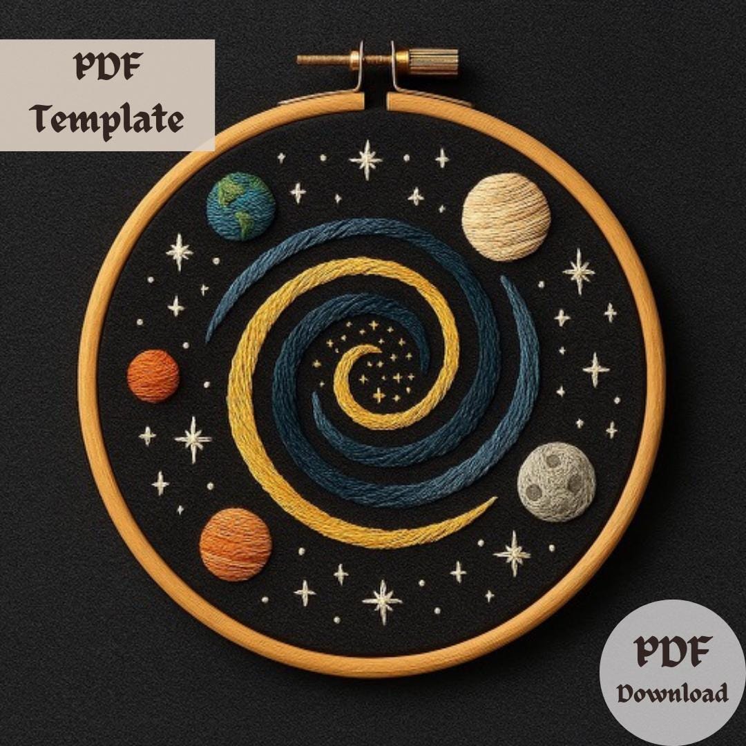 Galaxy Embroidery Pattern, Spiral Universe Stitching PDF, Hand ...