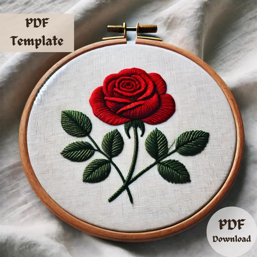 Roses Flower Embroidery Pattern, Floral Rose Hand Embroidery Design ...
