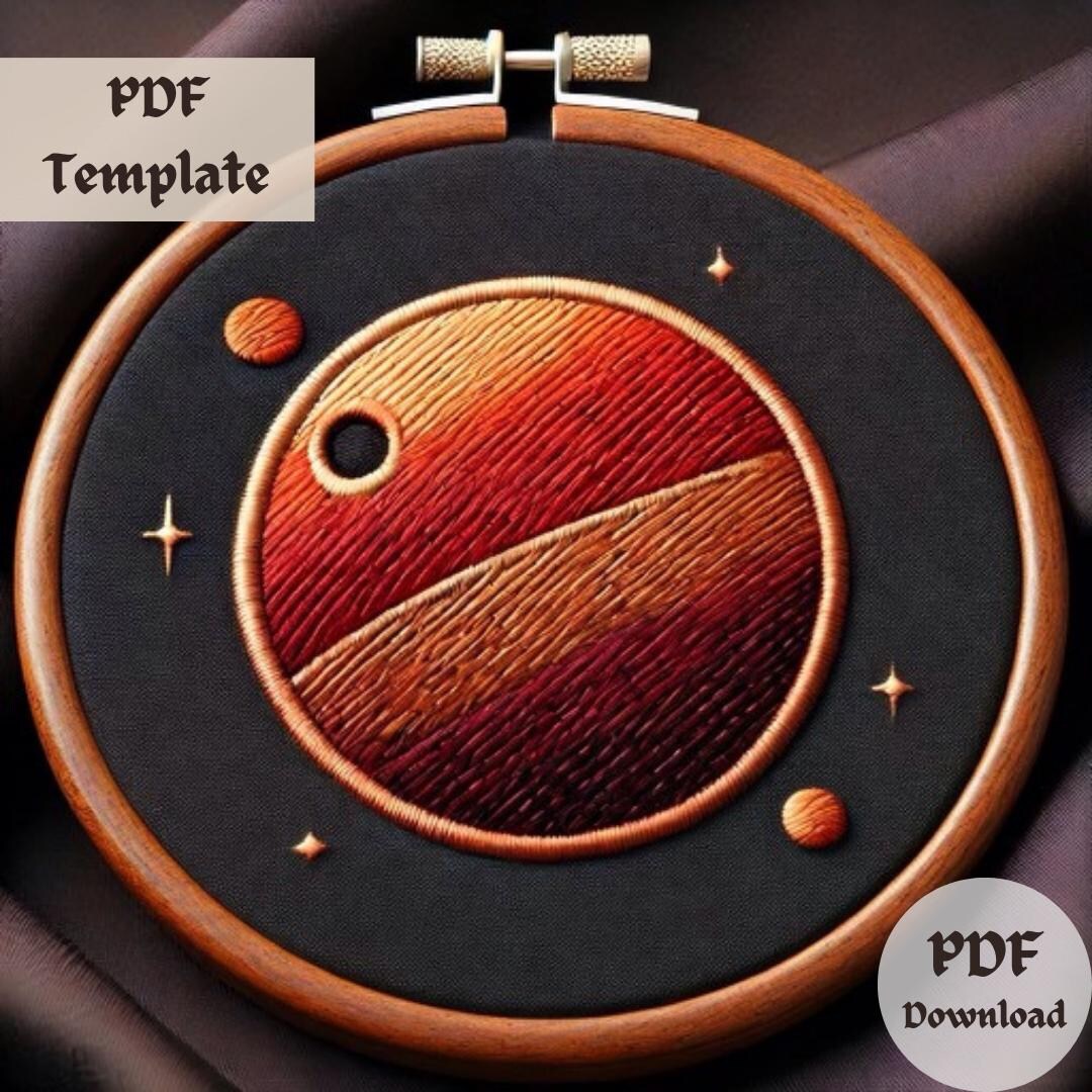 Mars Planet Embroidery Pattern, Red Planet Stitch Design, Celestial ...
