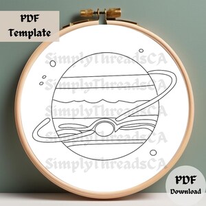 Jupiter Embroidery Pattern, Gas Giant Hoop Art, Celestial Planet Design ...