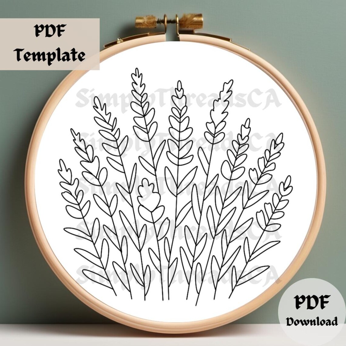 Lavender Flower Embroidery Pattern, Botanical Garden Hand Embroidery ...