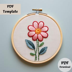 Pink Flower Embroidery Pattern, Delicate Floral Hand Embroidery, Nature ...