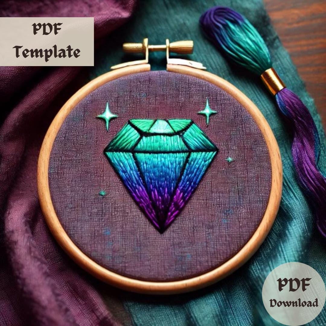 Radiant Alexandrite Gemstone Embroidery Pattern, Gemstone Hand ...