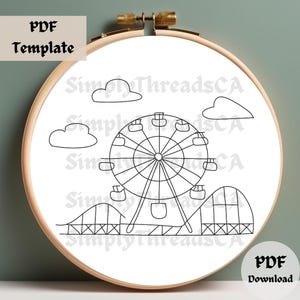 Ferris Wheel Embroidery Pattern, Hand Embroidery PDF, DIY Amusement ...