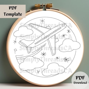 Airplane Embroidery Pattern, Travel Hand Embroidery PDF, DIY Aviation ...