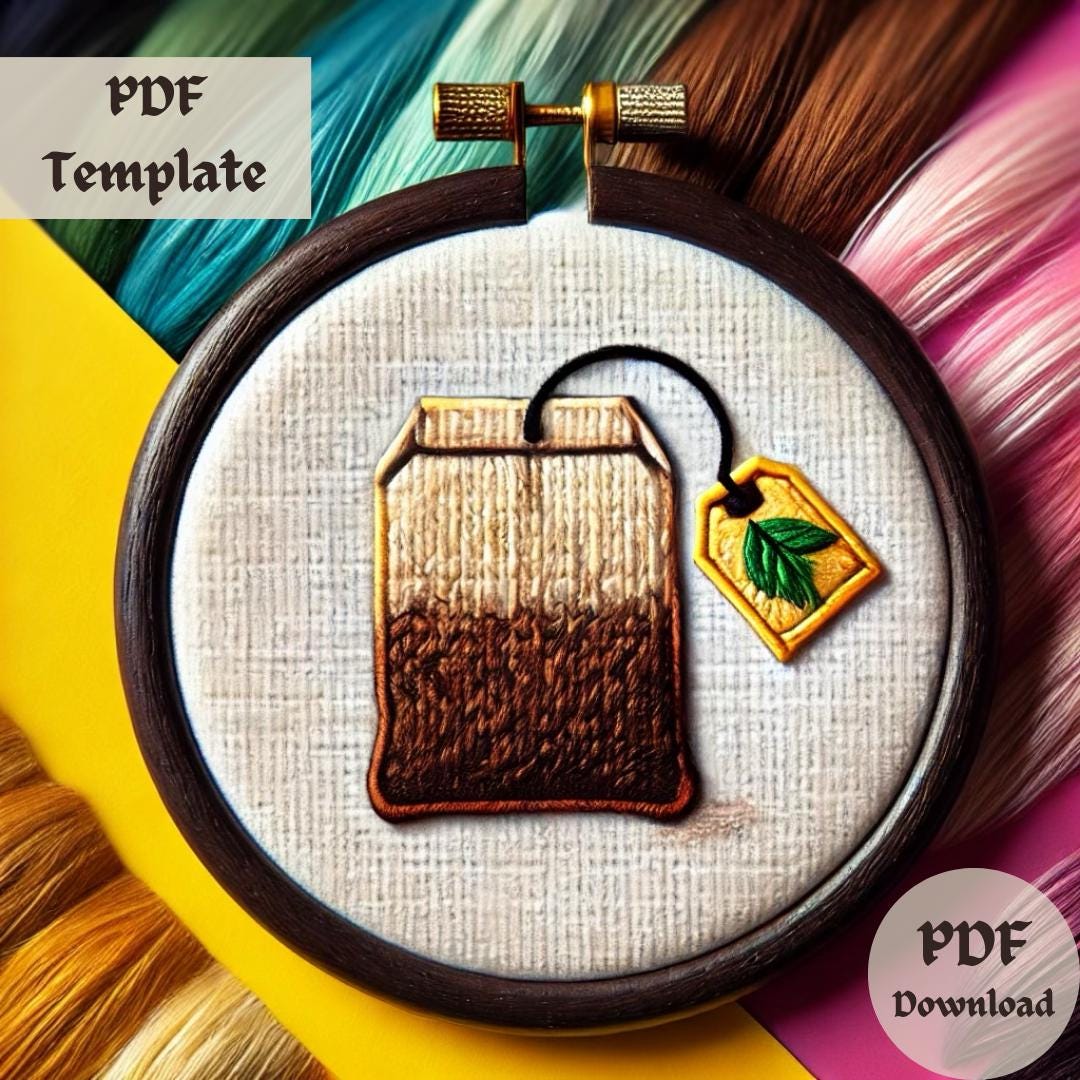 Tea Bag Embroidery Pattern, Cozy Hand Embroidery, Tea Lover Stitching ...