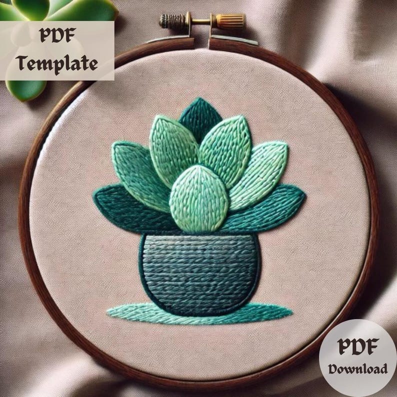 Succulent Hand Embroidery Pattern, Modern Plant Hand Embroidery PDF ...