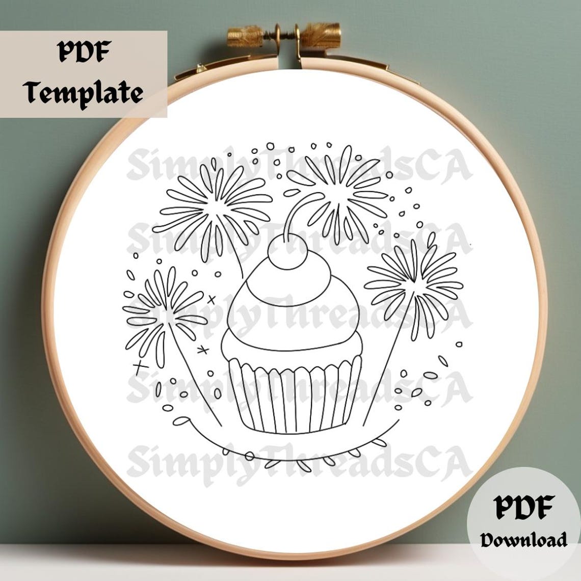 Cupcake Embroidery Pattern, Sweet Treat Hand Embroidery, Dessert ...