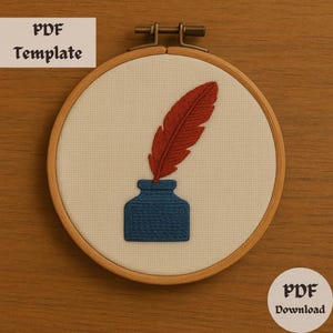 Ink Pen Embroidery Pattern, Calligraphy Tool Hand Embroidery Design ...