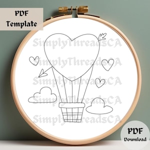 Floating Heart Balloon Embroidery Pattern, Love Stitching PDF, Cute ...
