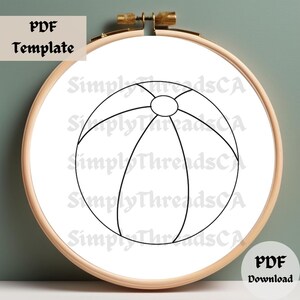 Beach Ball Hand Embroidery Pattern, Summer Play Stitch Design, Colorful ...
