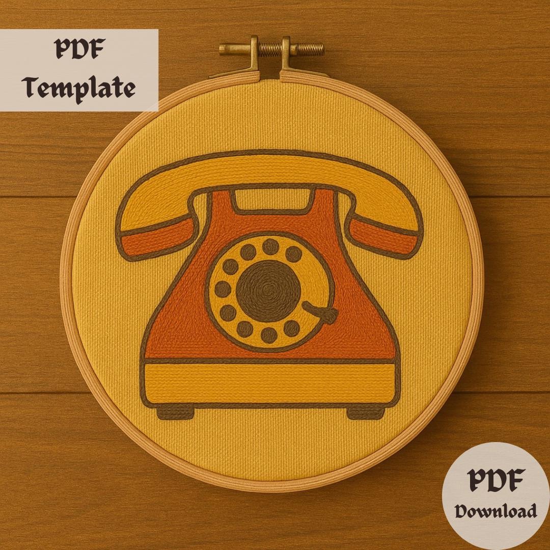 Rotary Telephone Embroidery Pattern, Vintage Phone Hand Embroidery ...