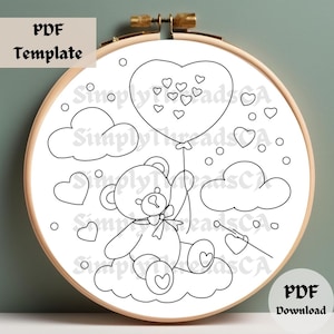 Cute Bear Holding Heart Embroidery Pattern, Adorable Love-themed Hand ...