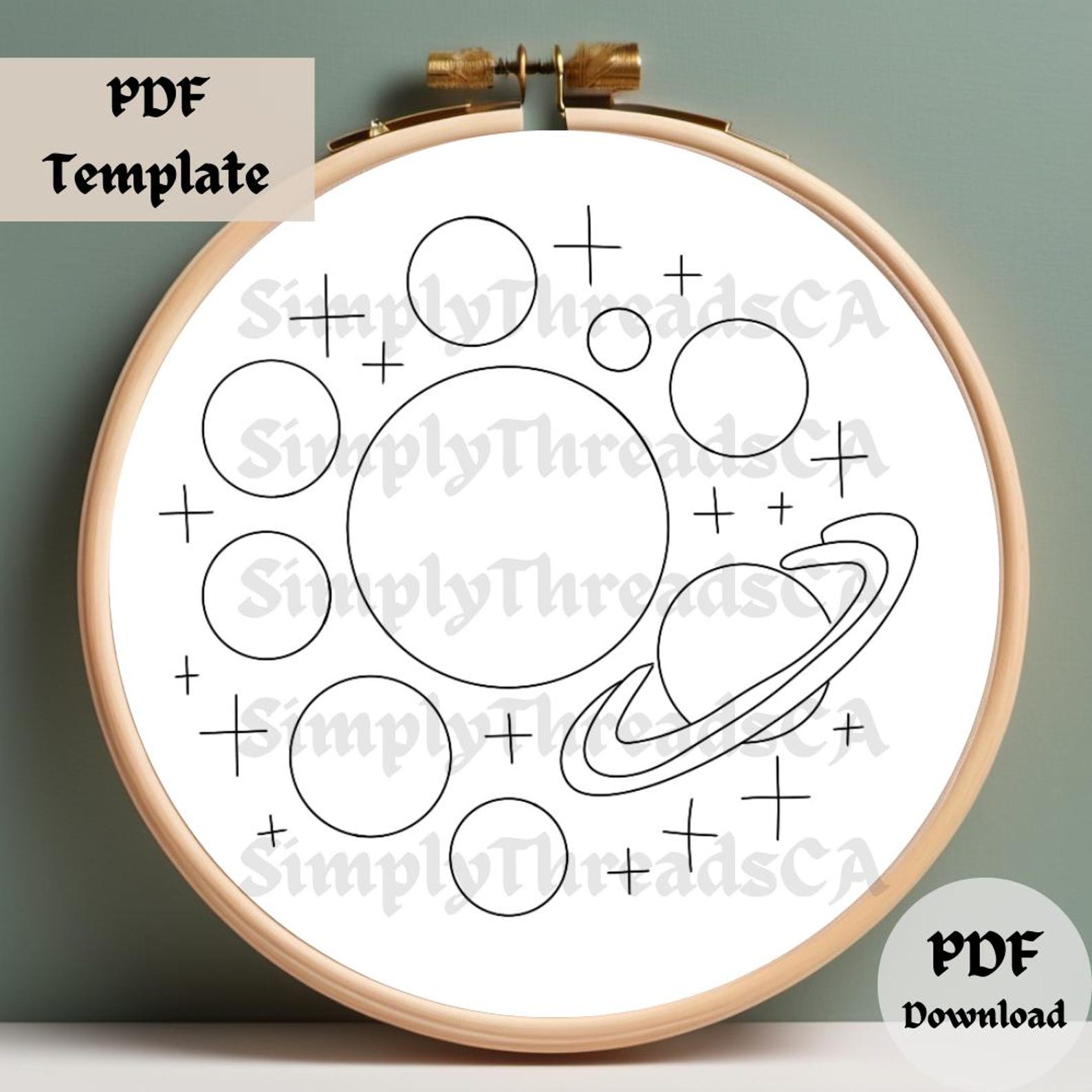 Planets Cluster Embroidery Pattern, Celestial Hoop Art, Space Decor PDF ...