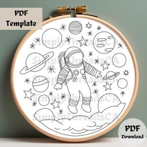 Astronaut in Space Embroidery Pattern, PDF DIY Cosmic Design, Space ...