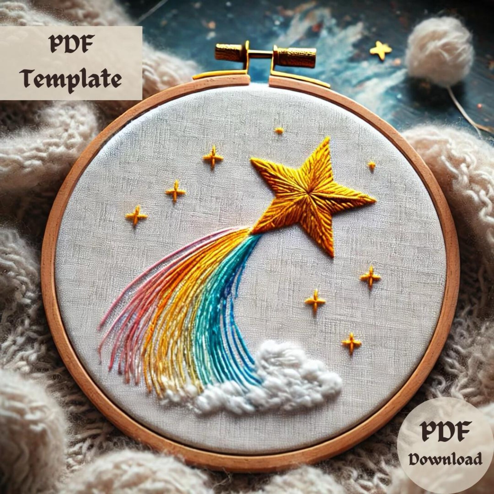 Trailing Star Embroidery Pattern, Cosmic Hand Embroidery, Celestial ...