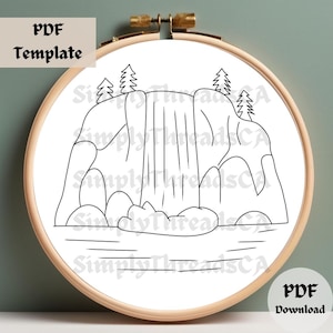 Waterfall Embroidery Pattern, Cascading Falls Hand Embroidery, Nature ...