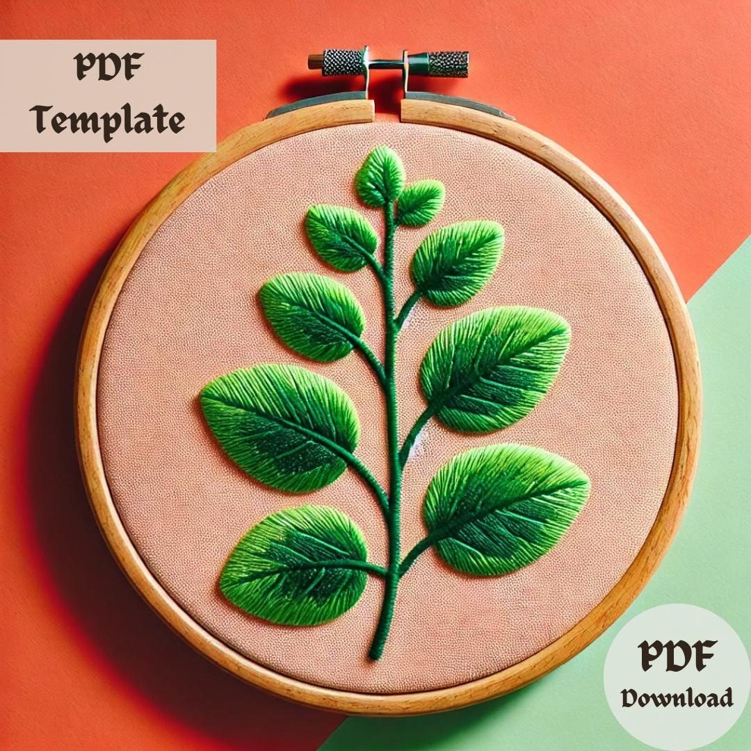 Oregano Sprig Embroidery Pattern, Nature-inspired Hand Embroidery PDF ...